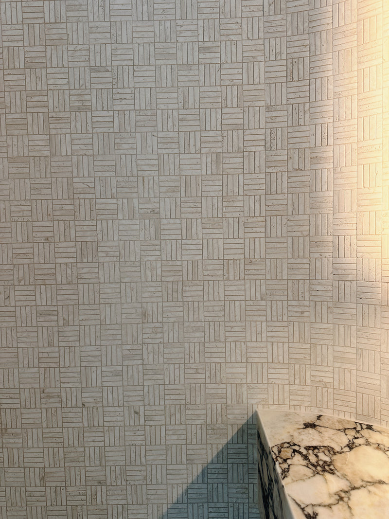 SUPERWHITE TRAVERTINE JAPANESE FINGER MOSAIC – Arlo Stone + Finishes